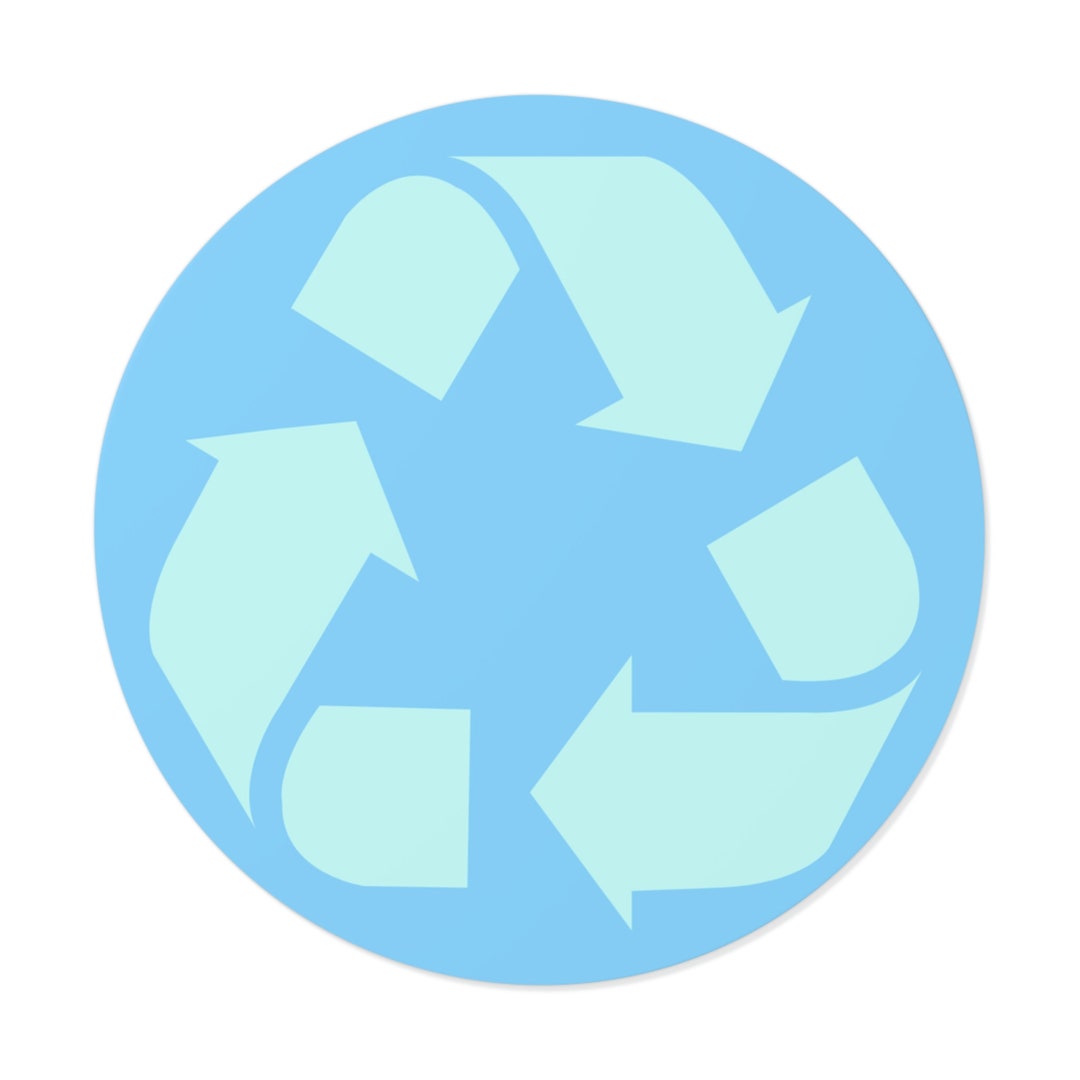 Recycling Symbol Blue Mint Round Vinyl Stickers - Etsy