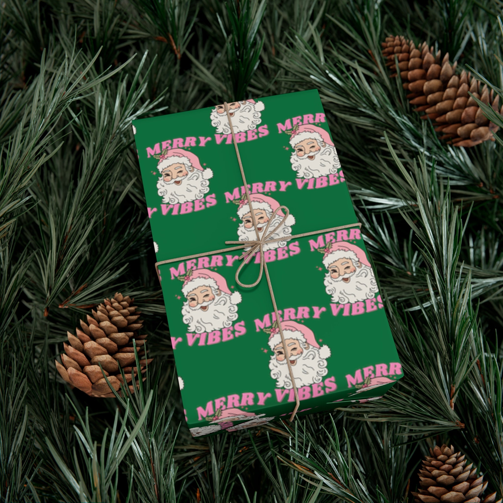 Pink Santa Gift Wrap Paper Pastel Christmas Gift Wrap Paper - Etsy