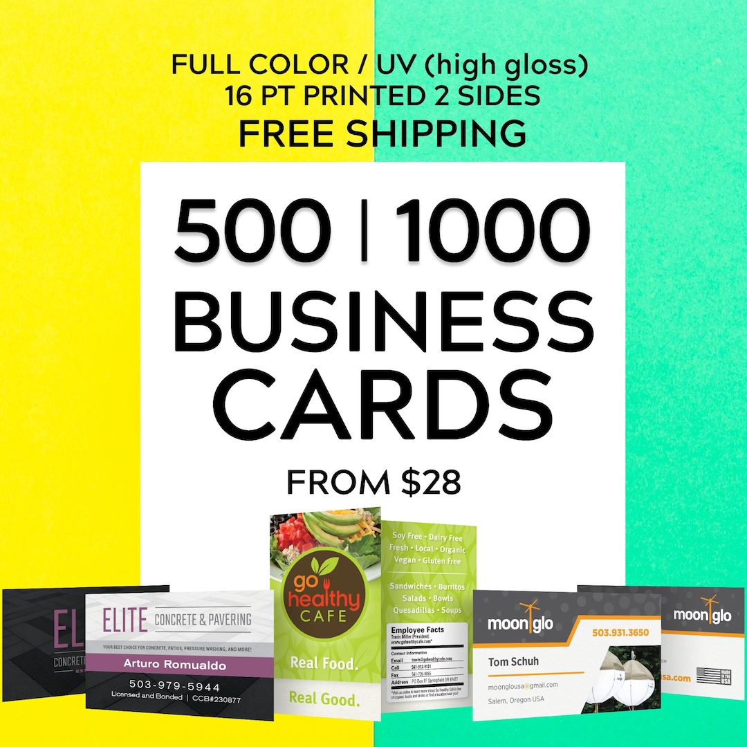 500 or 1000 Full Color Business Cards W/ Your Artwork Ready to Print ...