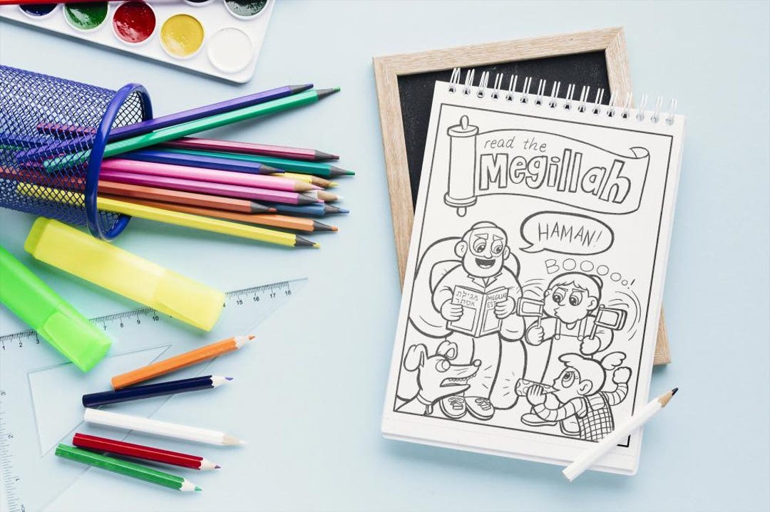 Printable Purim Coloring Book for Kids 35 Pages- Read and Color the ...