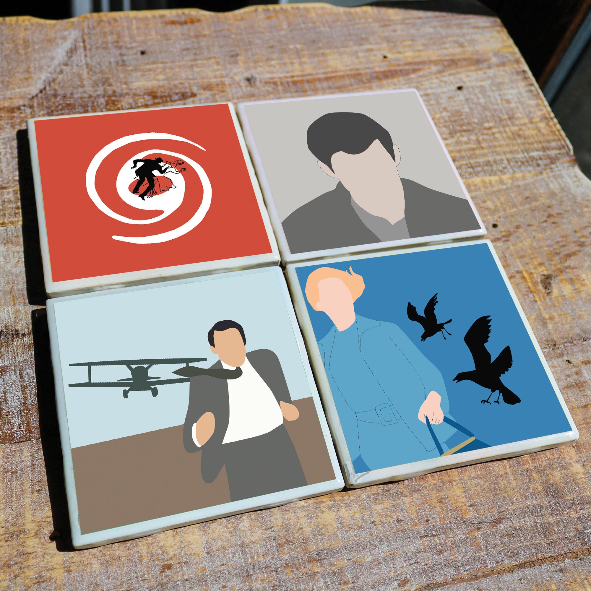 Alfred Hitchcock Movie Coasters With Original Minimalist Artwork ...