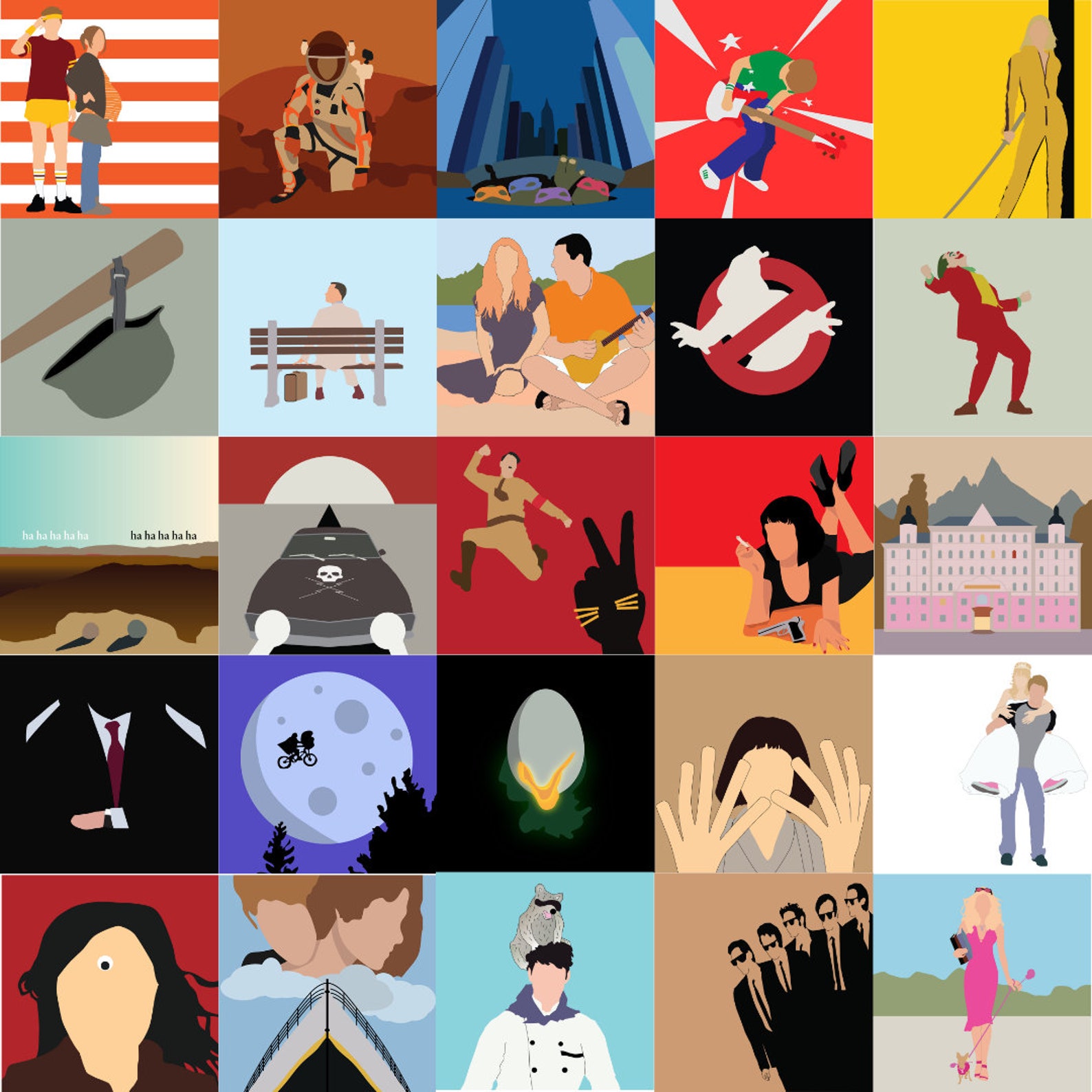 Set of 4 or 6 Movie Coasters With Original Minimalist Artwork - Etsy