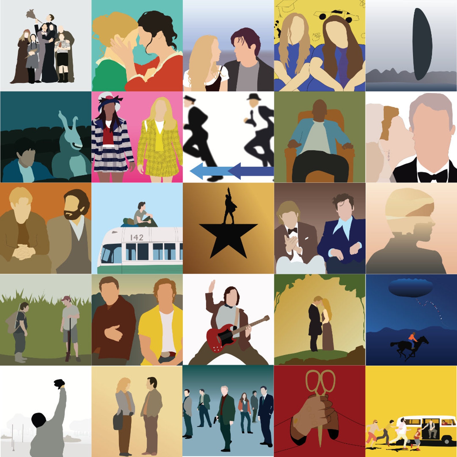 Set of 4 or 6 Movie Coasters With Original Minimalist Artwork - Etsy