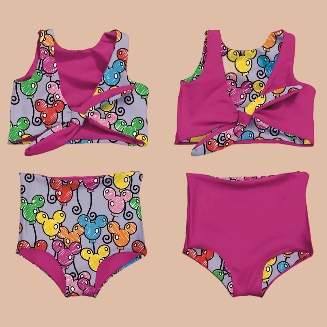 Mickey Sketch Balloons Reversible Swim, Girls Swimsuit, Magical Swim ...