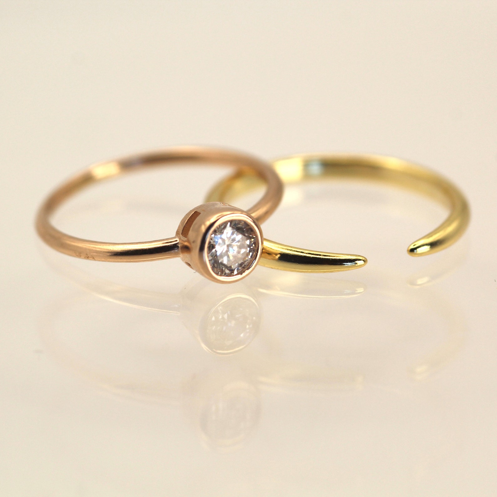 Natural Diamond Curve Ring / Simple Curve Ring Gold / Curve - Etsy