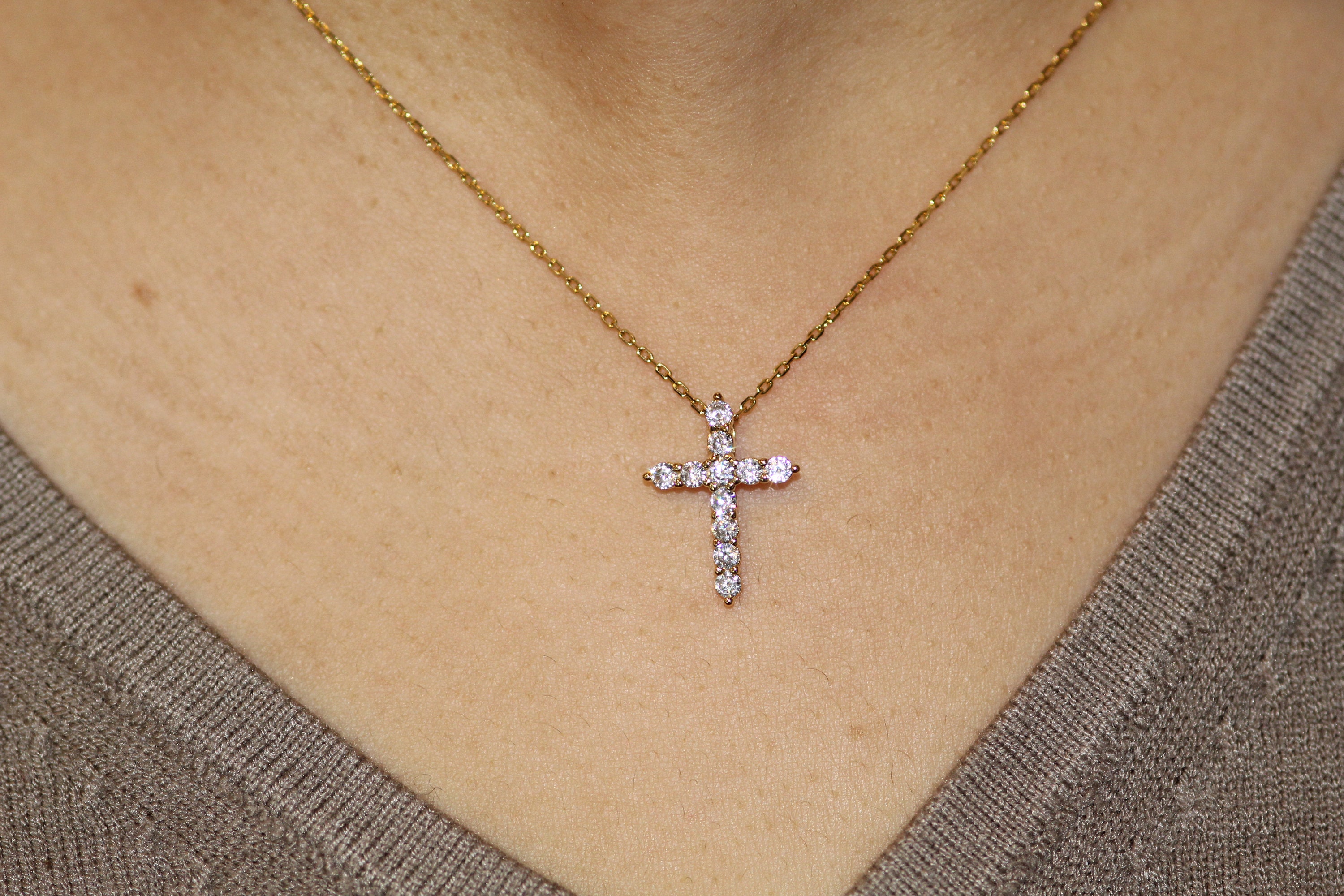 Cross Charm Necklace / Cross Charm Necklace - Etsy