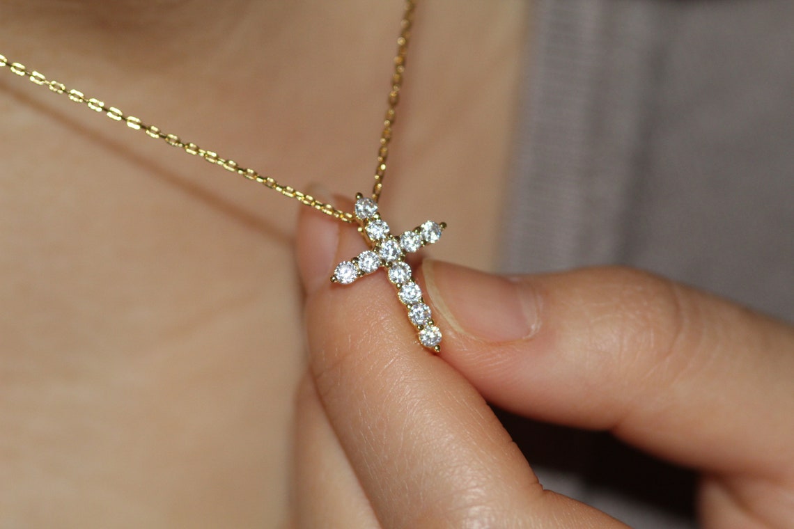 Cross Charm Necklace / Cross Charm Necklace - Etsy