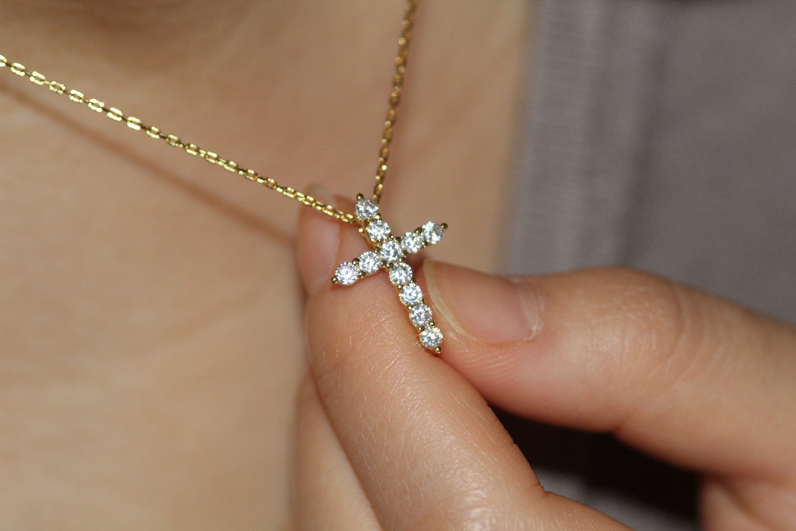 Cross Charm Necklace / Cross Charm Necklace - Etsy