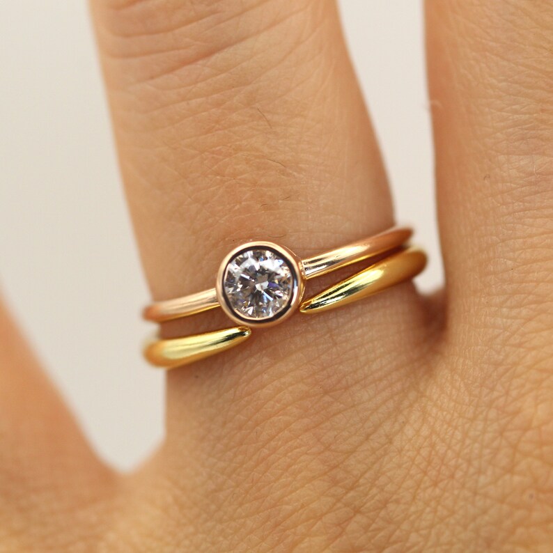 Natural Diamond Curve Ring / Simple Curve Ring Gold / Curve - Etsy