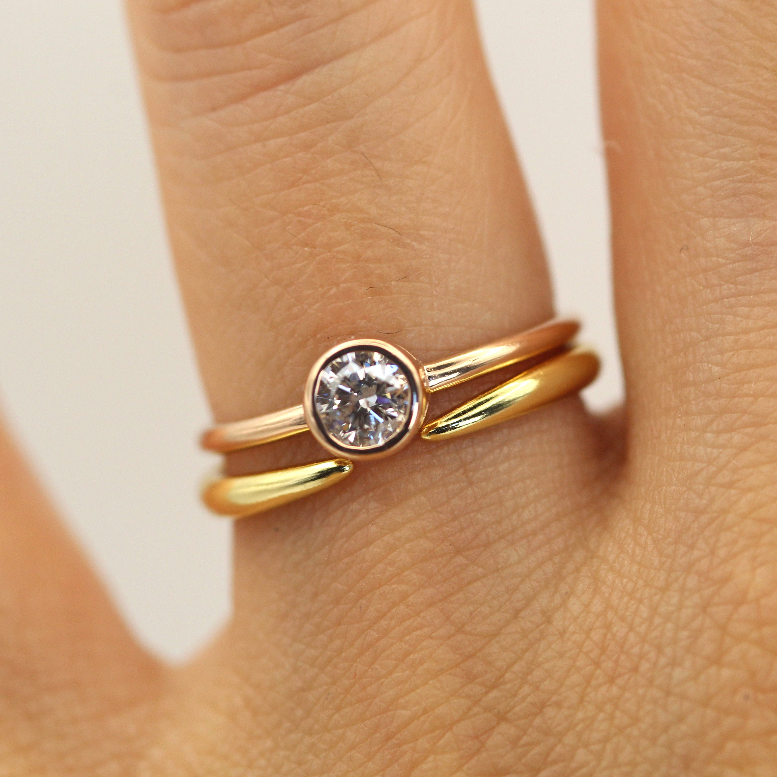 Natural Diamond Curve Ring / Simple Curve Ring Gold / Curve - Etsy