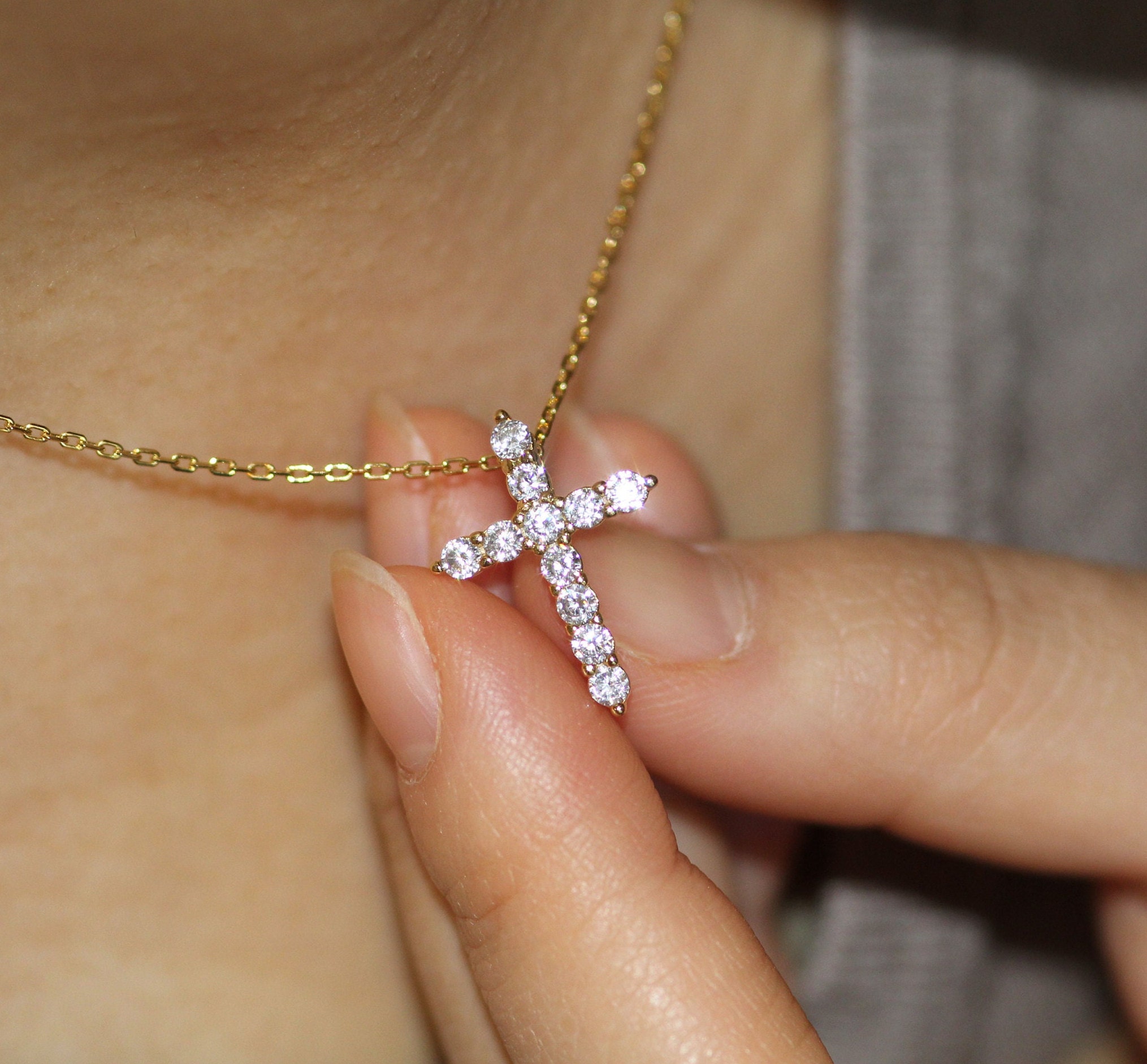 Cross Charm Necklace / Cross Charm Necklace - Etsy