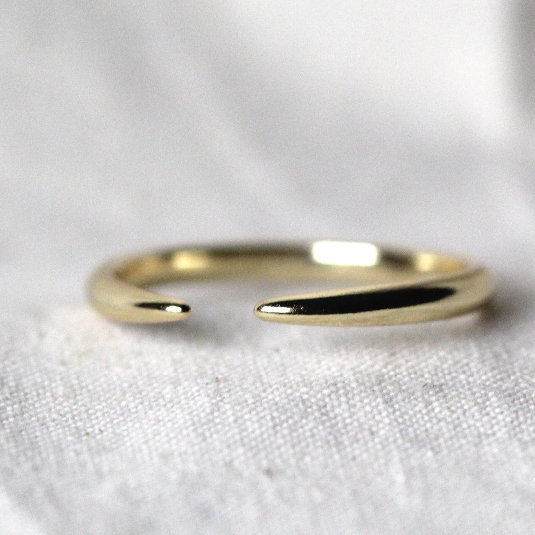 Natural Diamond Curve Ring / Simple Curve Ring Gold / Curve - Etsy