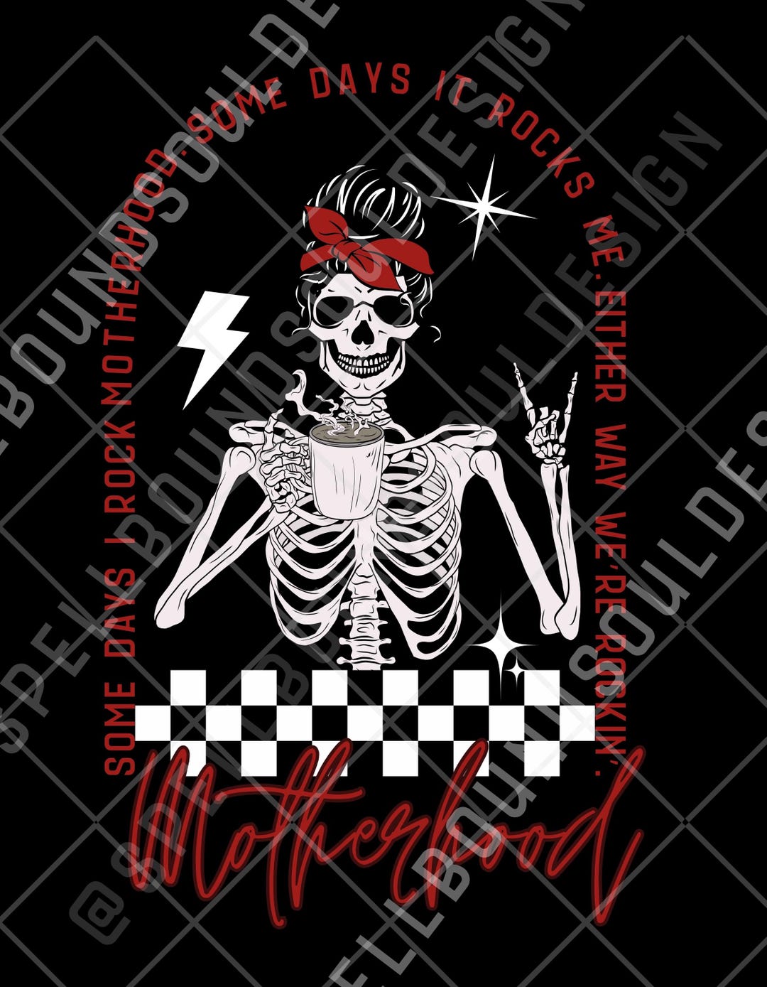 Rockin' Skeleton Mom Red PNG: Retro Halloween Clipart (digital Download ...