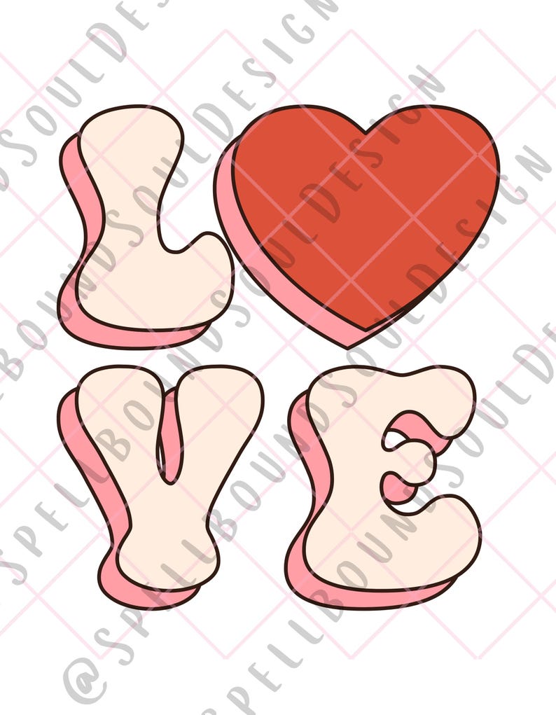 Retro Love Heart PNG | Groovy Valentine’s Day Digital Download | 70s ...