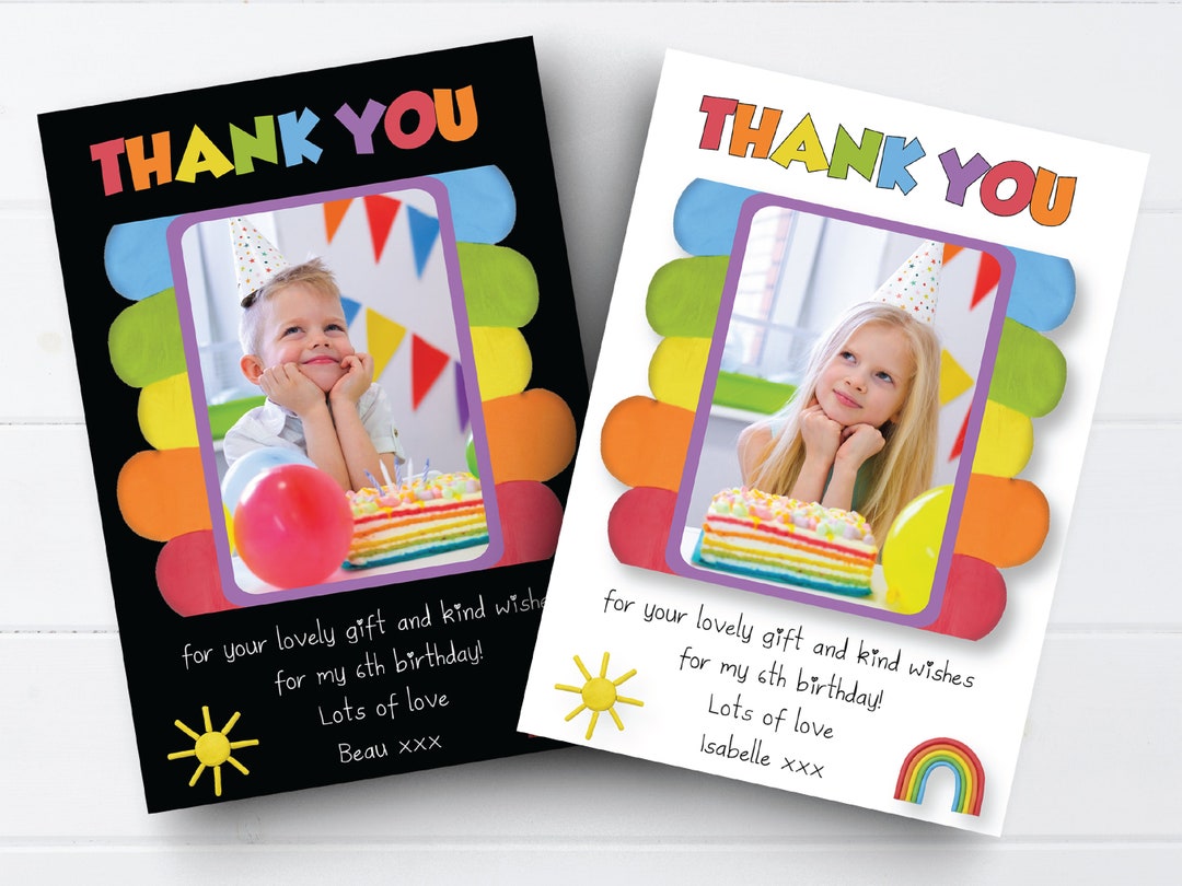 Personalised Photo Birthday Thank You Cards Children Thank You Notes ...