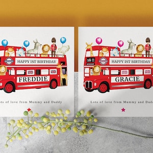 Personalised London Bus Birthday Card for 1st 2nd Birthday – Jungle ...
