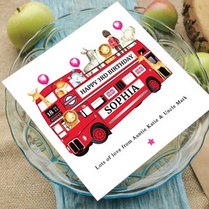 Personalised London Bus Birthday Card for 1st 2nd Birthday – Jungle ...