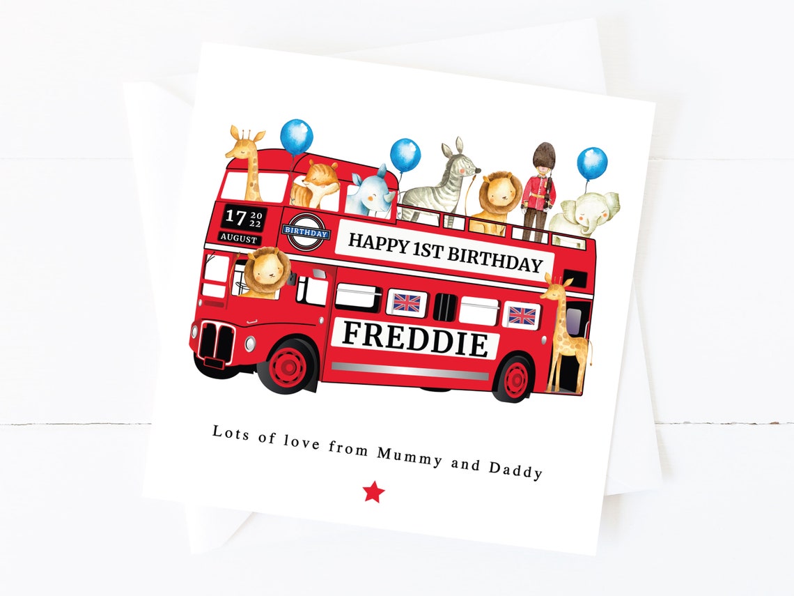 Personalised London Bus Birthday Card Personalised 1st - Etsy UK