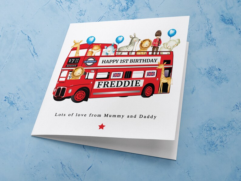 Personalised London Bus Birthday Card Personalised 1st - Etsy UK