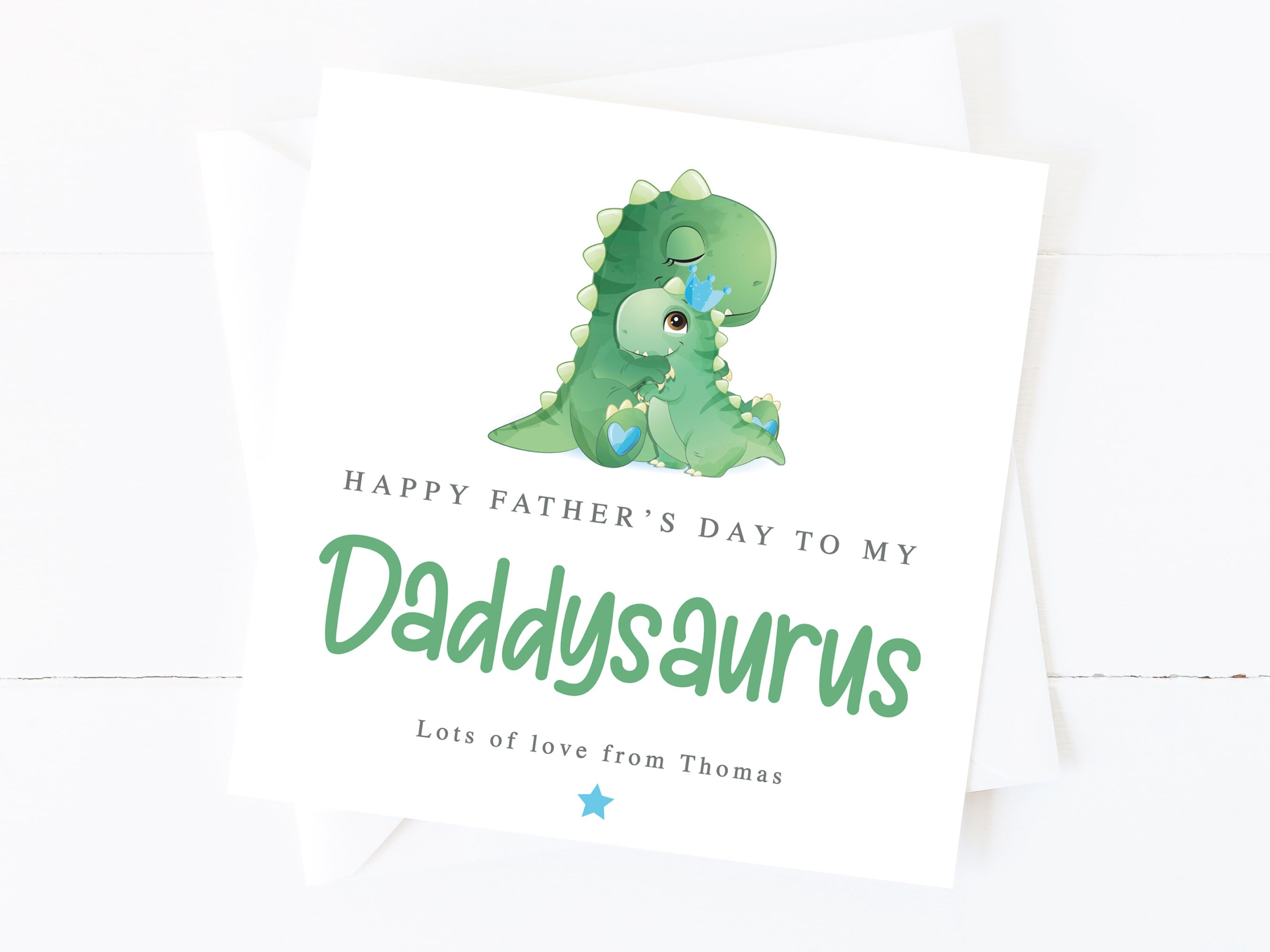 Personalised Dinosaur Fathers Day Card Customised Daddysaurus - Etsy