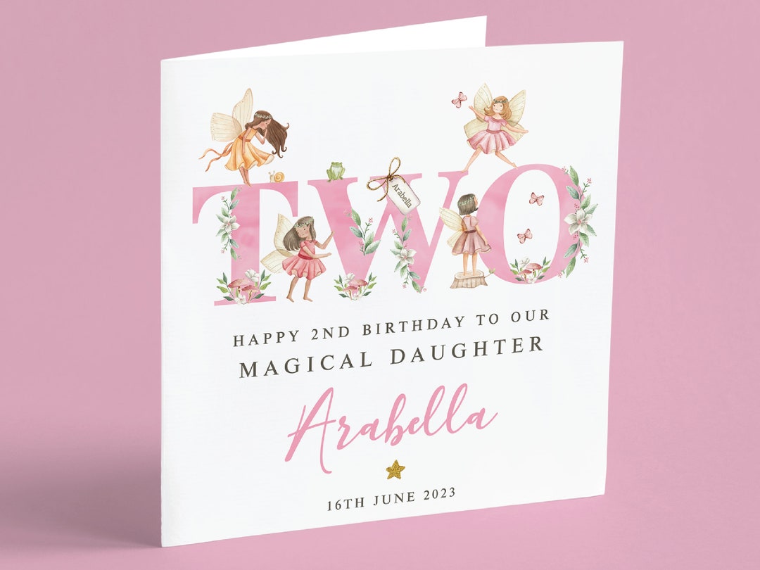 Daughter 2nd Birthday Card, Personalised Girl Second Birthday Card ...