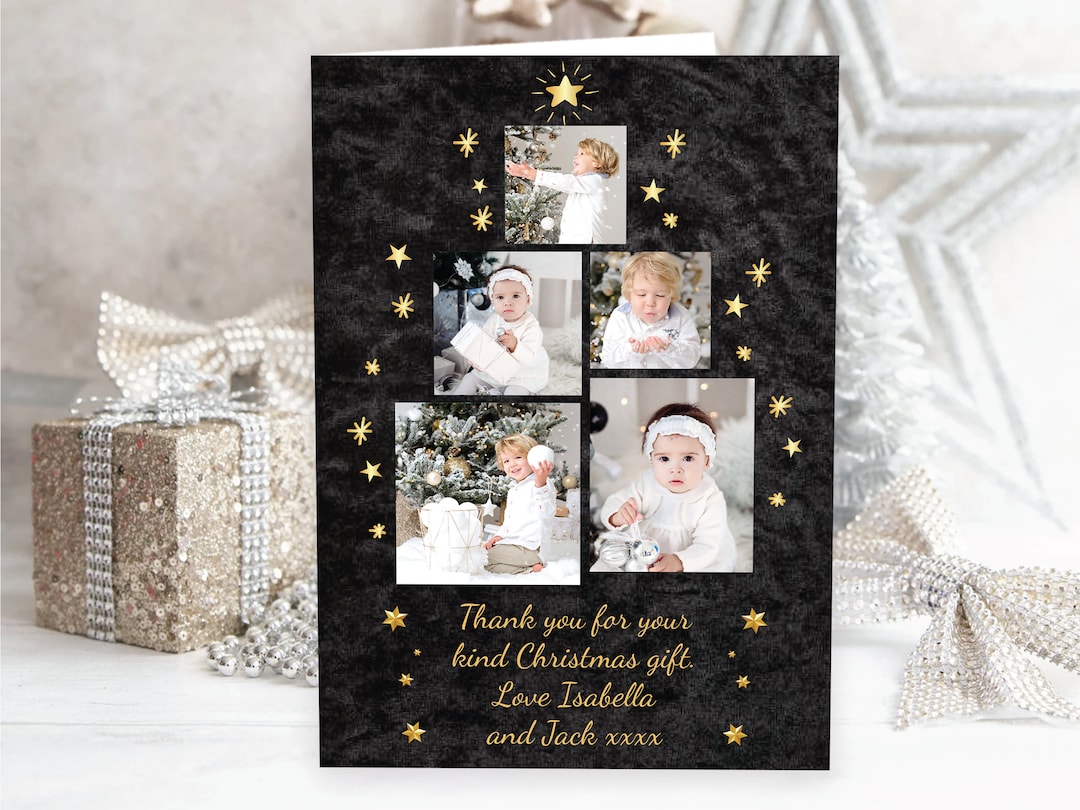 Personalised Christmas Thank You Cards With Photos, Christmas Tree ...