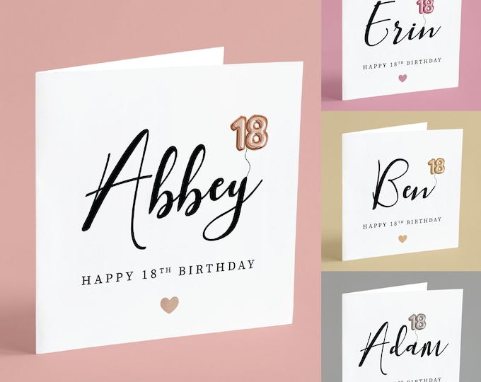 Eighteen Years 18th Birthday Calligraphy Cursive Sketch Pink Card Love ...