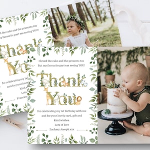Personalised Jungle Safari Thank You Cards Photo Birthday Thank You ...