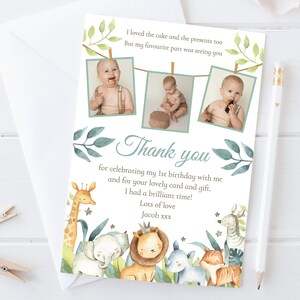 Personalised Jungle Safari Thank You Cards Photo Birthday Thank You ...