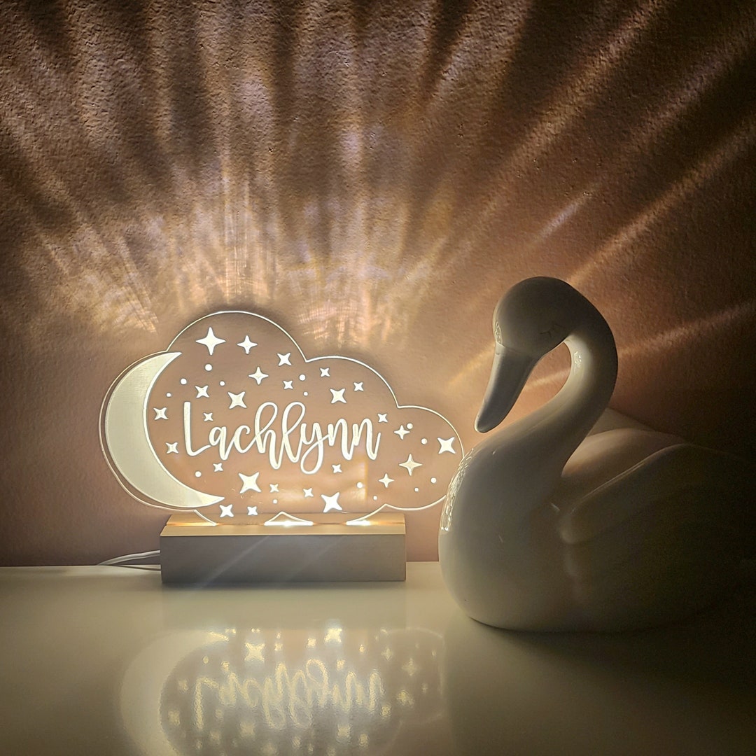 Night Light Moon and Stars Night Sky Lamp Custom Personalized Name ...