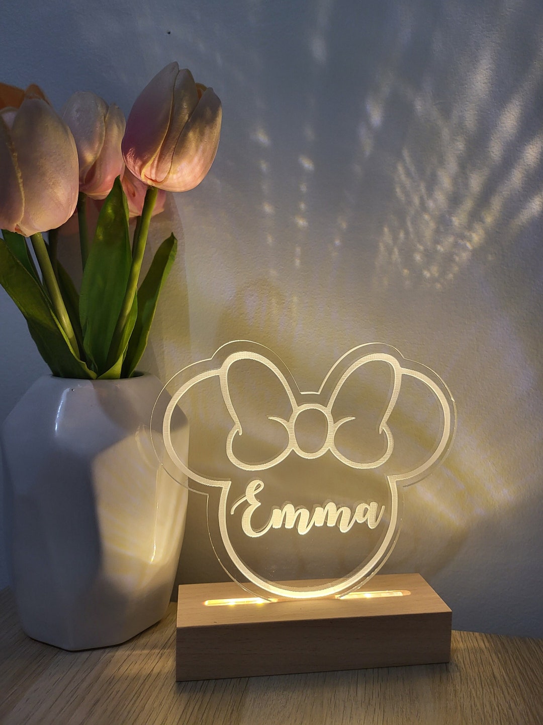 Mouse Bow Girls Night Light Lamp Custom Personalized Name Reading Light ...