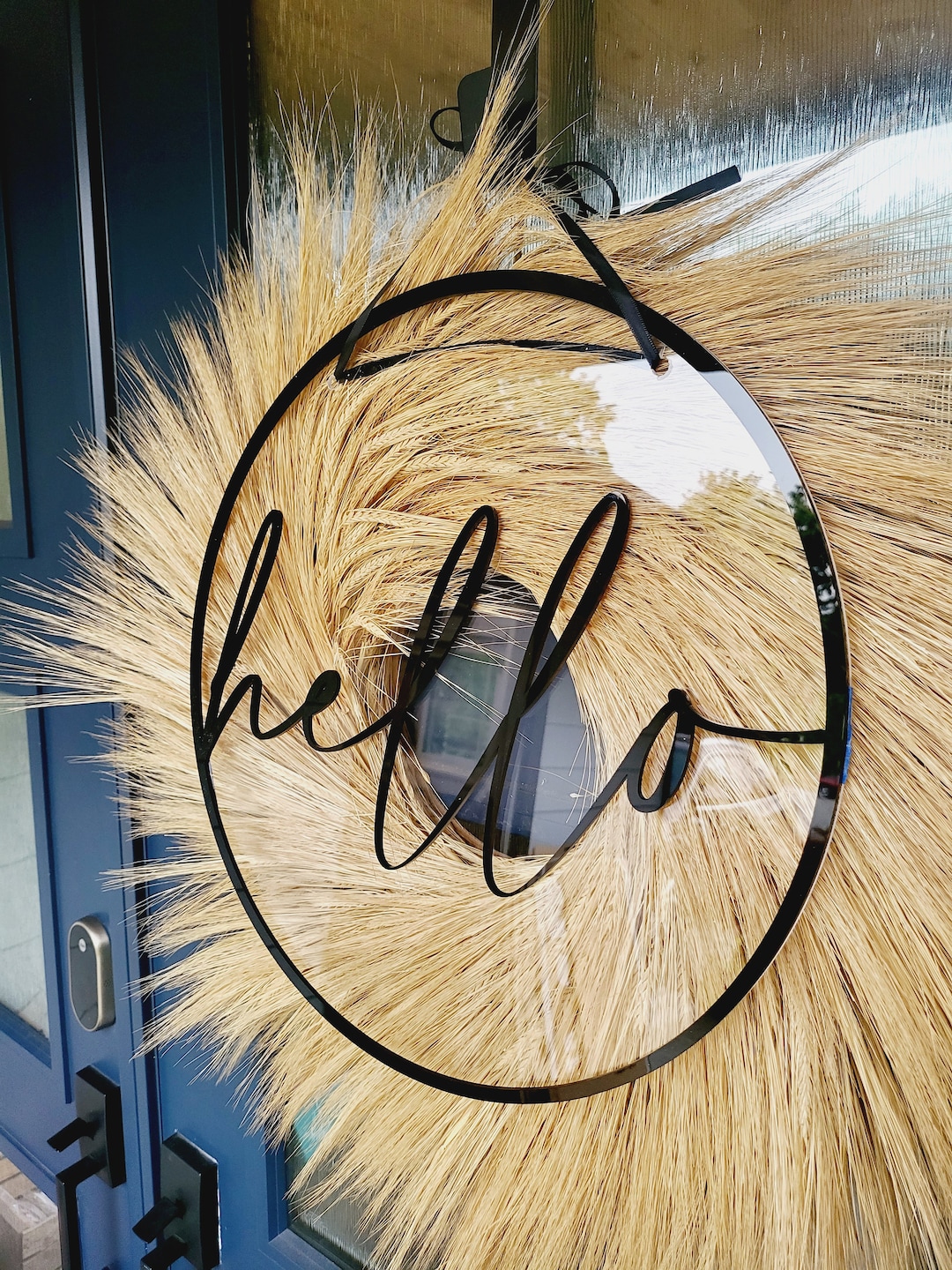 16 Inch Hello Acrylic Modern Front Door Entry Way Welcome Sign Weather ...