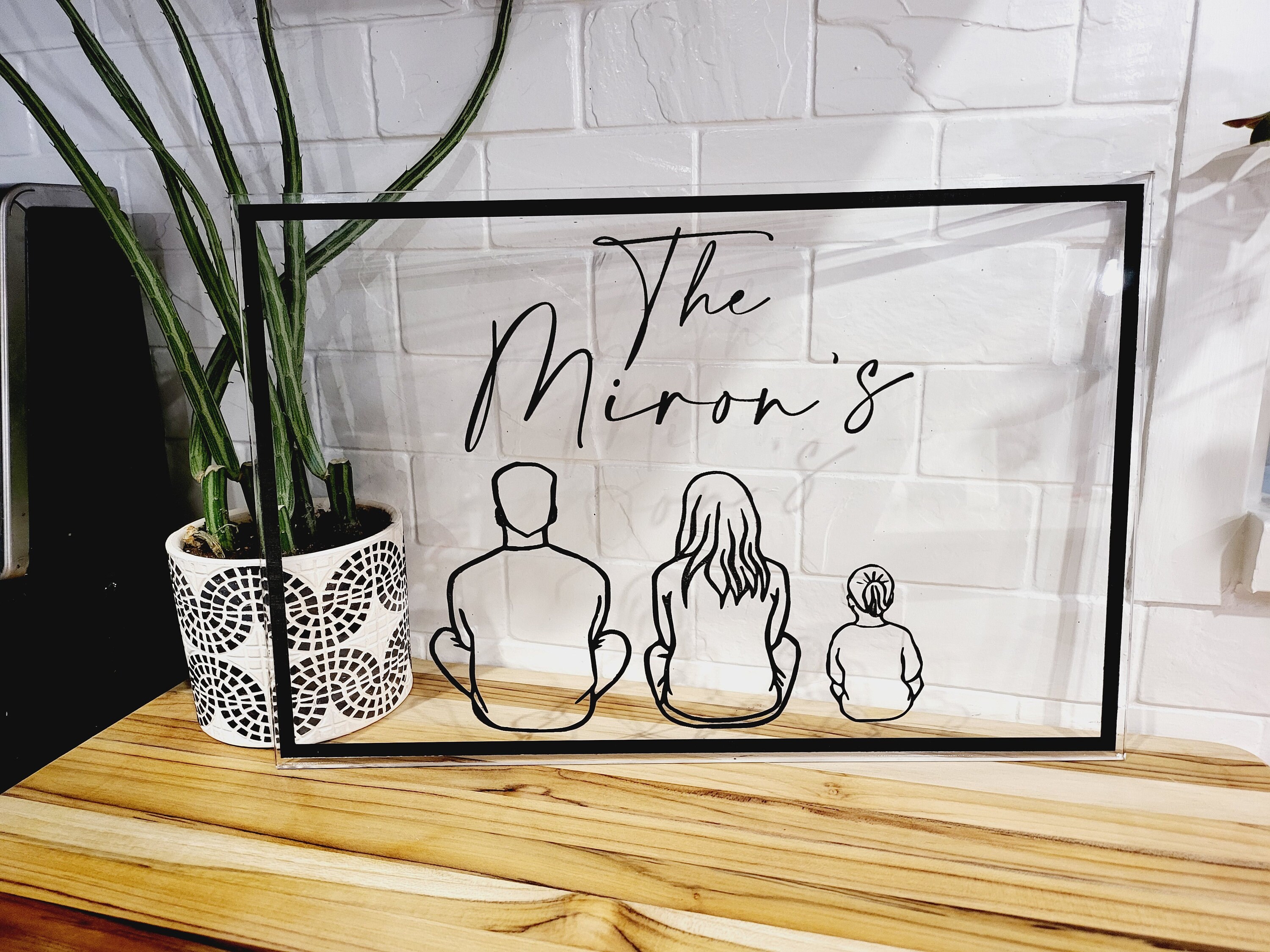 Custom Family Drawing Wall Sign Art Personalized Engraved - Etsy