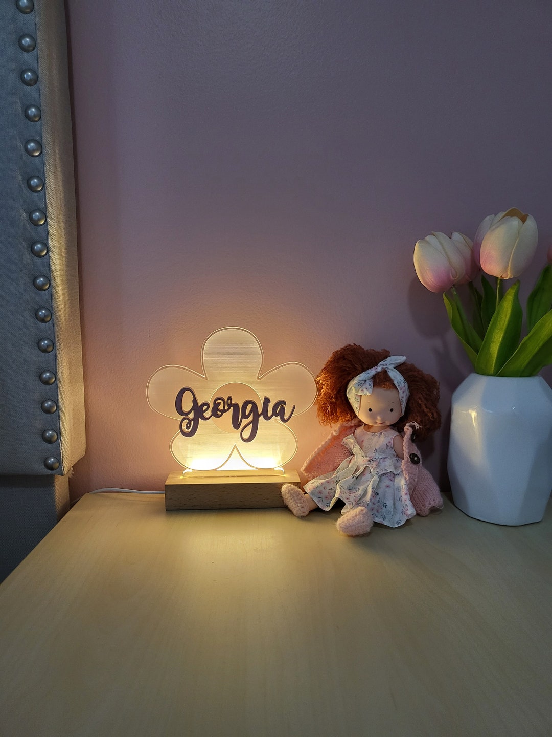 3D Night Light Bedtime Light Floral 90's Daisy Personalized Flower ...