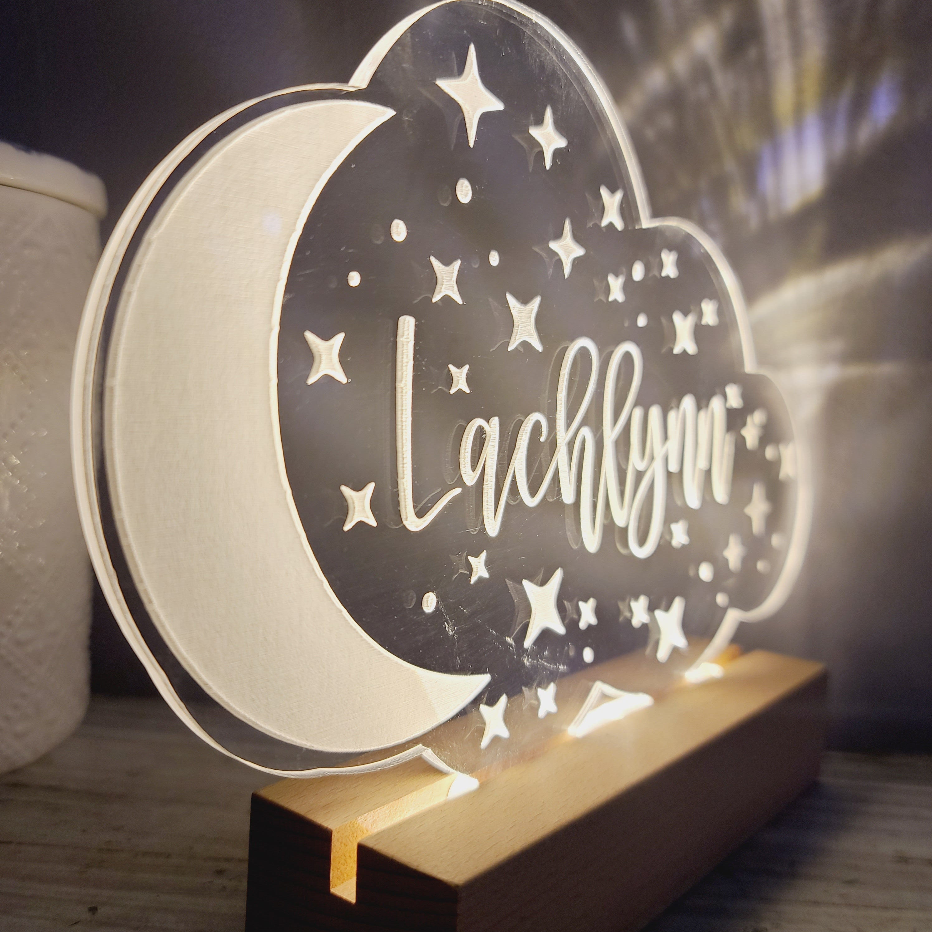 Night Light Moon and Stars Night Sky Lamp Custom Personalized Name ...