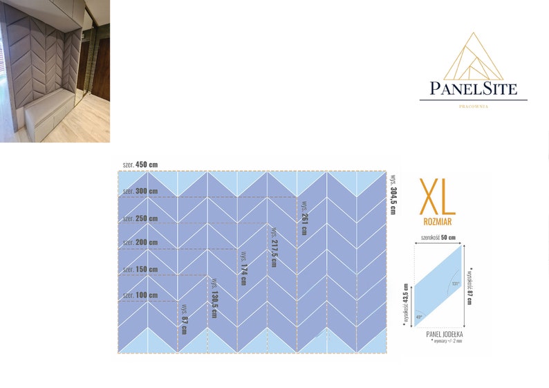 Custom-made Elegant Herringbone Upholstered Panels - Sophisticated ...