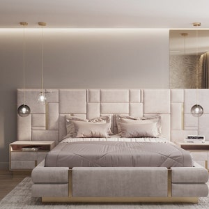 Stylish Geometric Upholstered Wall Panels - Contemporary Square ...