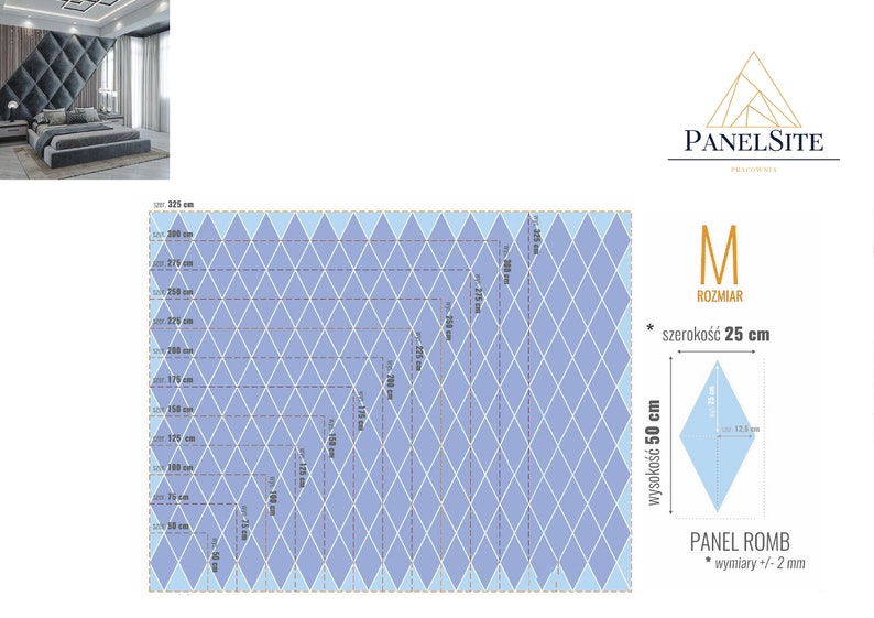 Custom-made Elegant Diamond Upholstered Panels - Sophisticated Wall ...