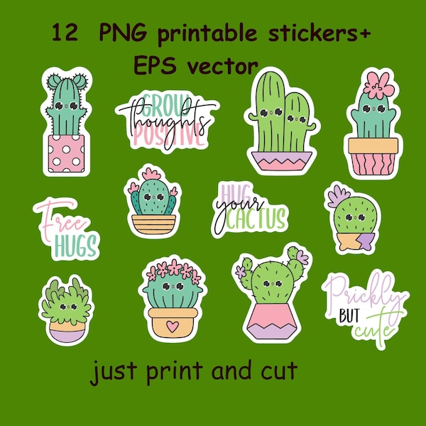 Cactus Stickers - Etsy