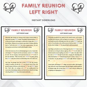 Family Reunion Left Right Game | Printable Story Activity (instant ...
