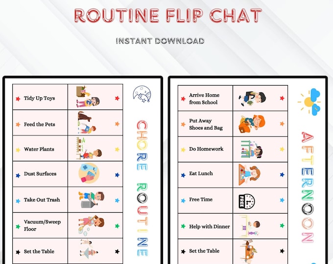 Daily Routine Flip Chart Editable Canva Template Blue Boys Planner ...