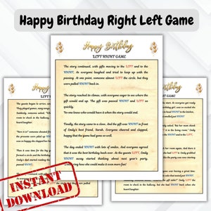 Birthday Left Right Game | Printable Party Activity (digital Download ...