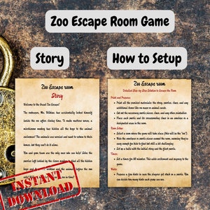 Zoo Escape Room, Zoo Theme Escape Room for Kids, Escape Room, Printable ...