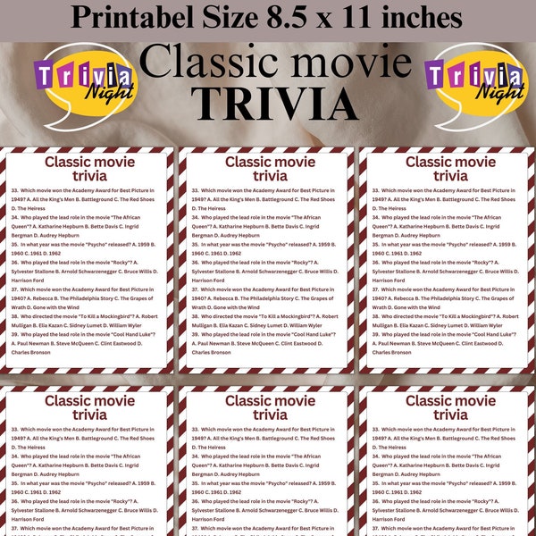 Movie Trivia Game Printable - Etsy