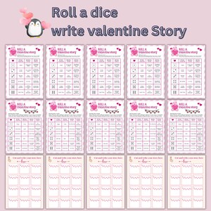 Printable Valentine Game | Valentine Roll a Story | Valentine Printable ...