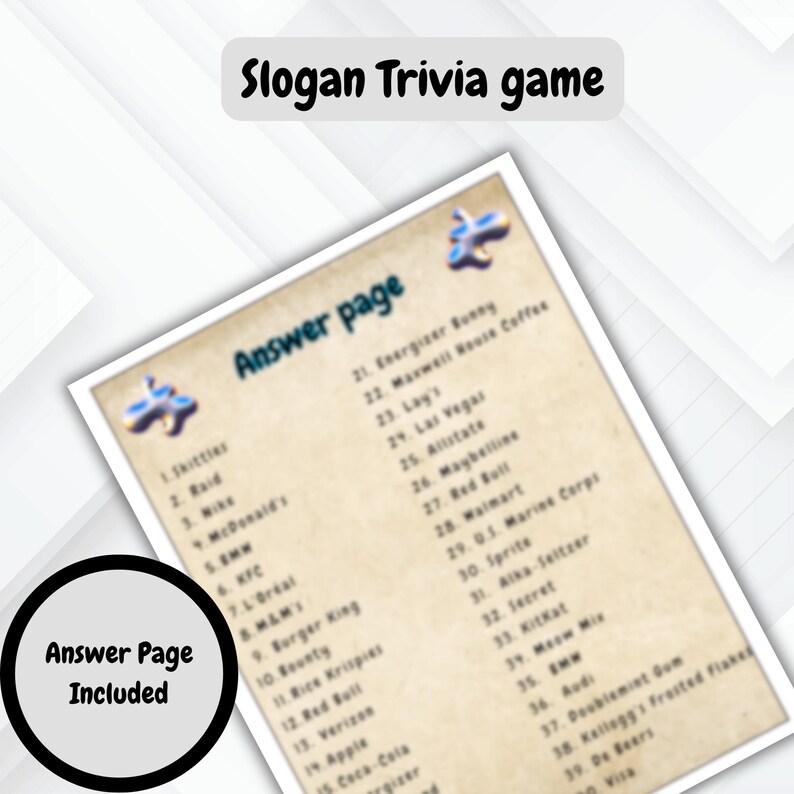Fun and Educational Slogan Trivia Game - Slogan Trivia Game - Slogan ...