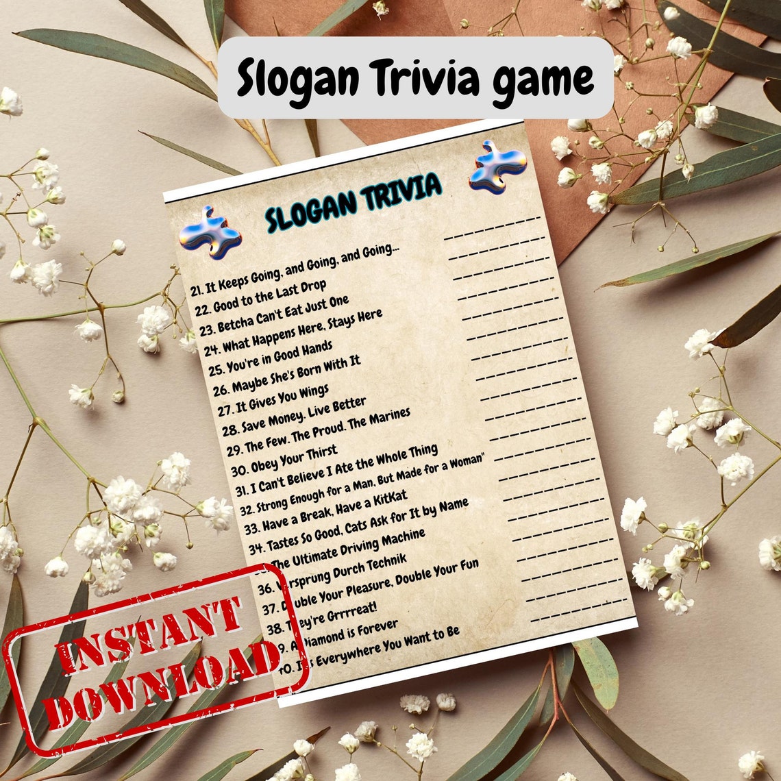 Fun and Educational Slogan Trivia Game - Slogan Trivia Game - Slogan ...