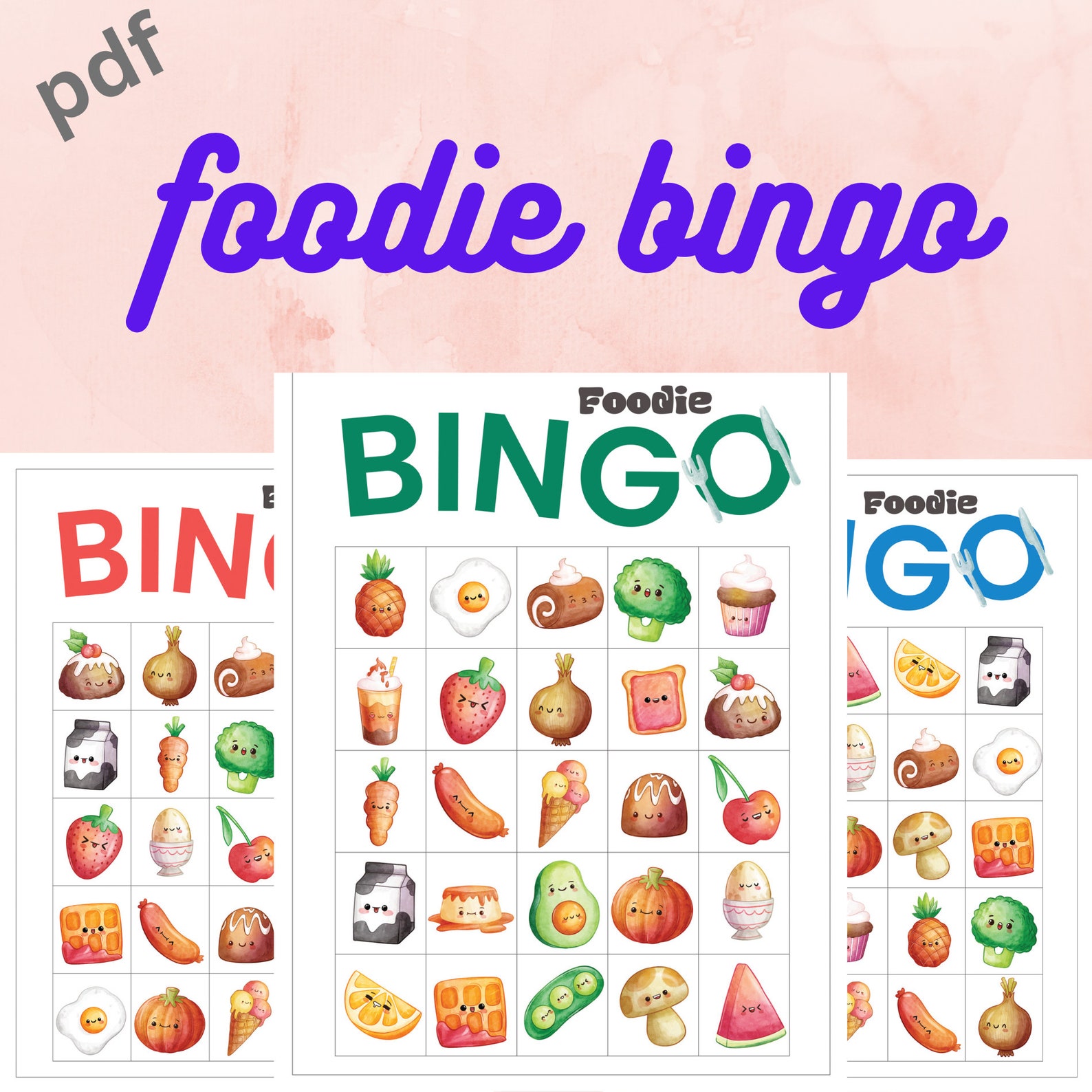 100 Fruit and Vegetables Bingo, Healthy Eating, Game for Kids, Exotic ...