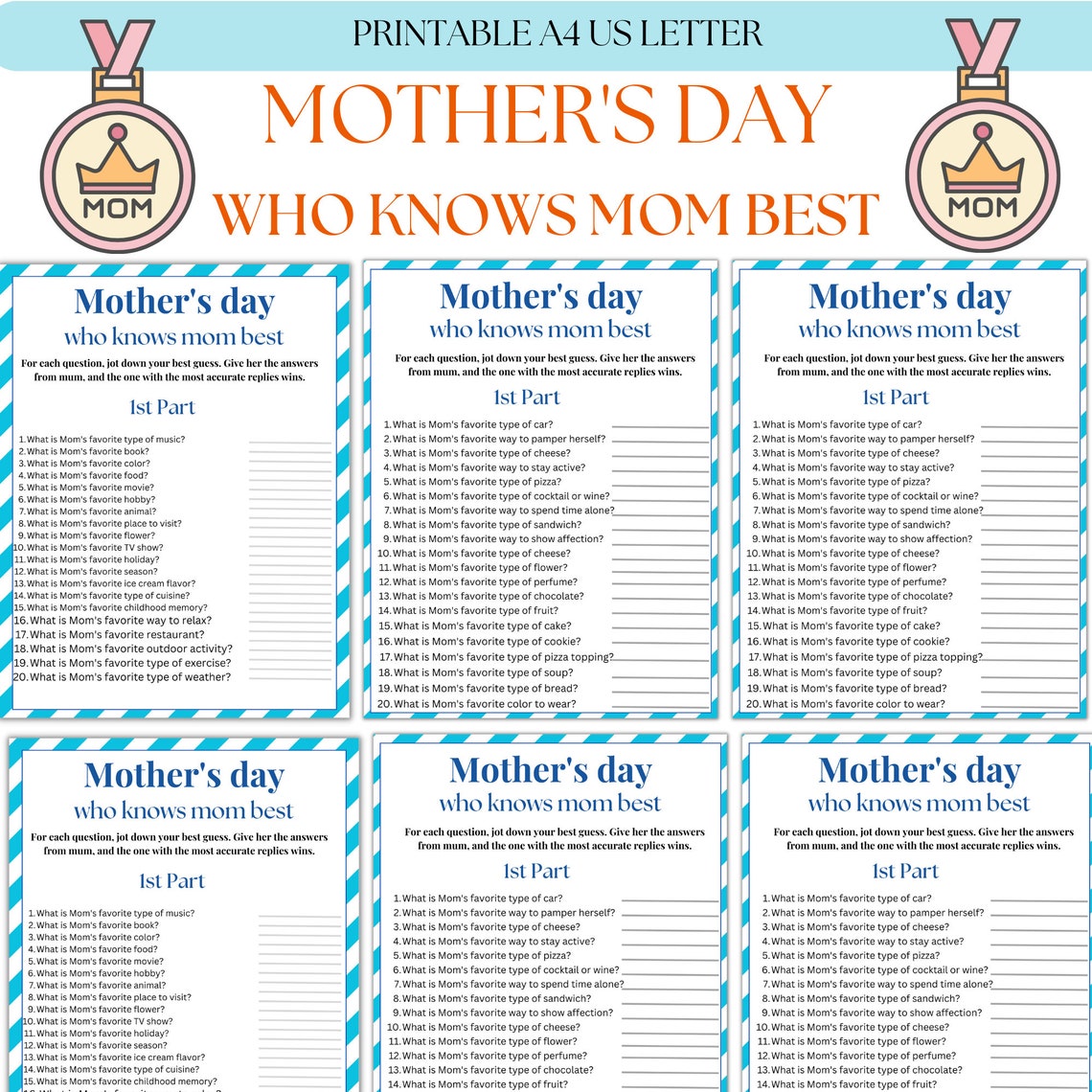 Printable Mother's Day Who Knows Mom Best Printable Game for Baby ...