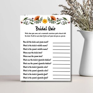 11 Questions About the Bride, Floral Bridal Trivia Game, Bridal Quiz ...